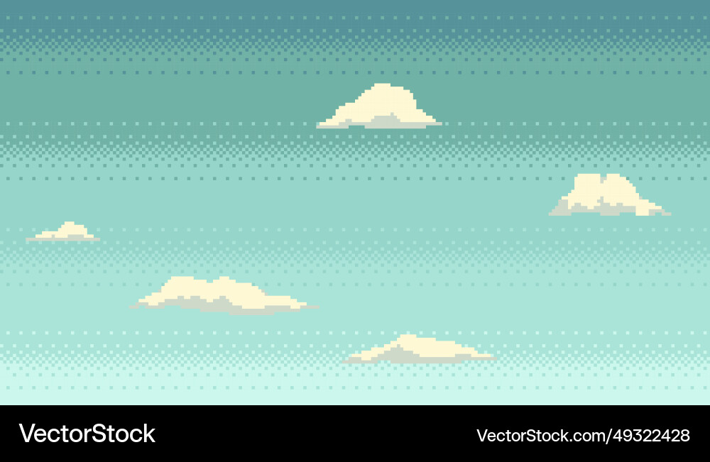Pixel art clouds background seamless sky texture Vector Image