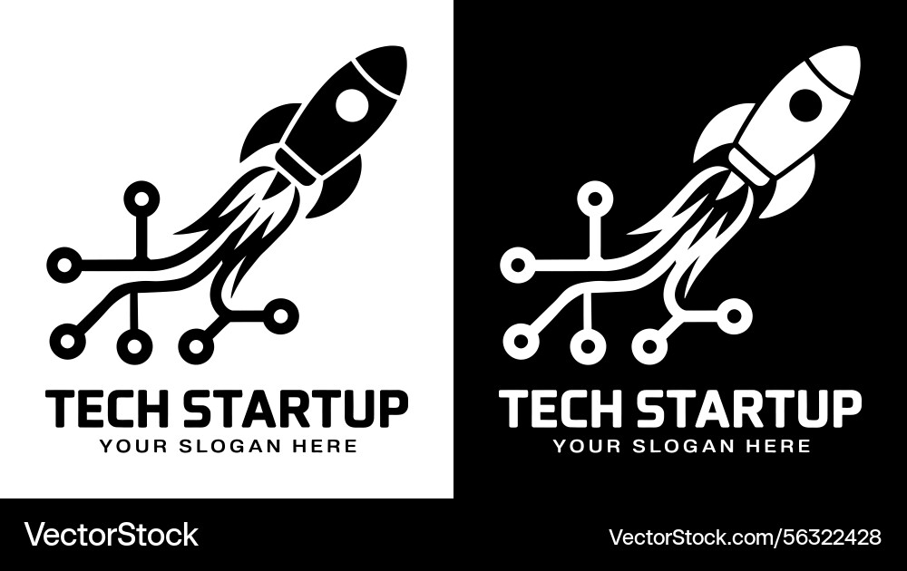 Tech startup logo bold black node flame Royalty Free Vector
