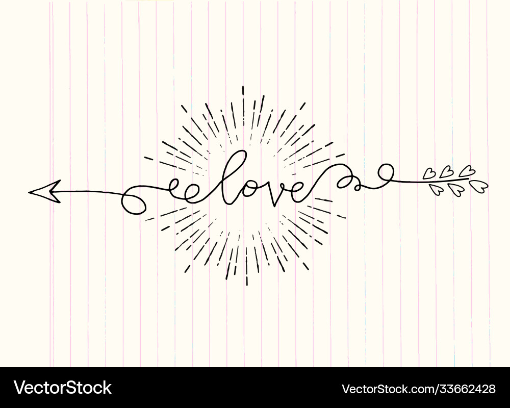 Typography word sign love arrow isolated Vector Image