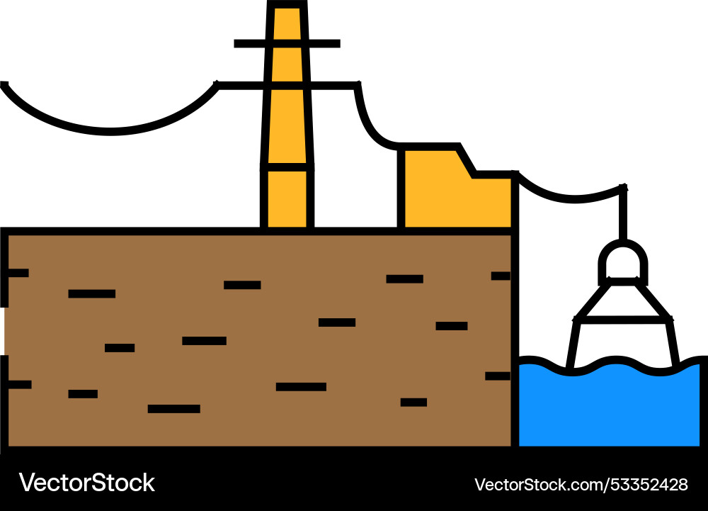 Wave transmission tidal power icon color Vector Image