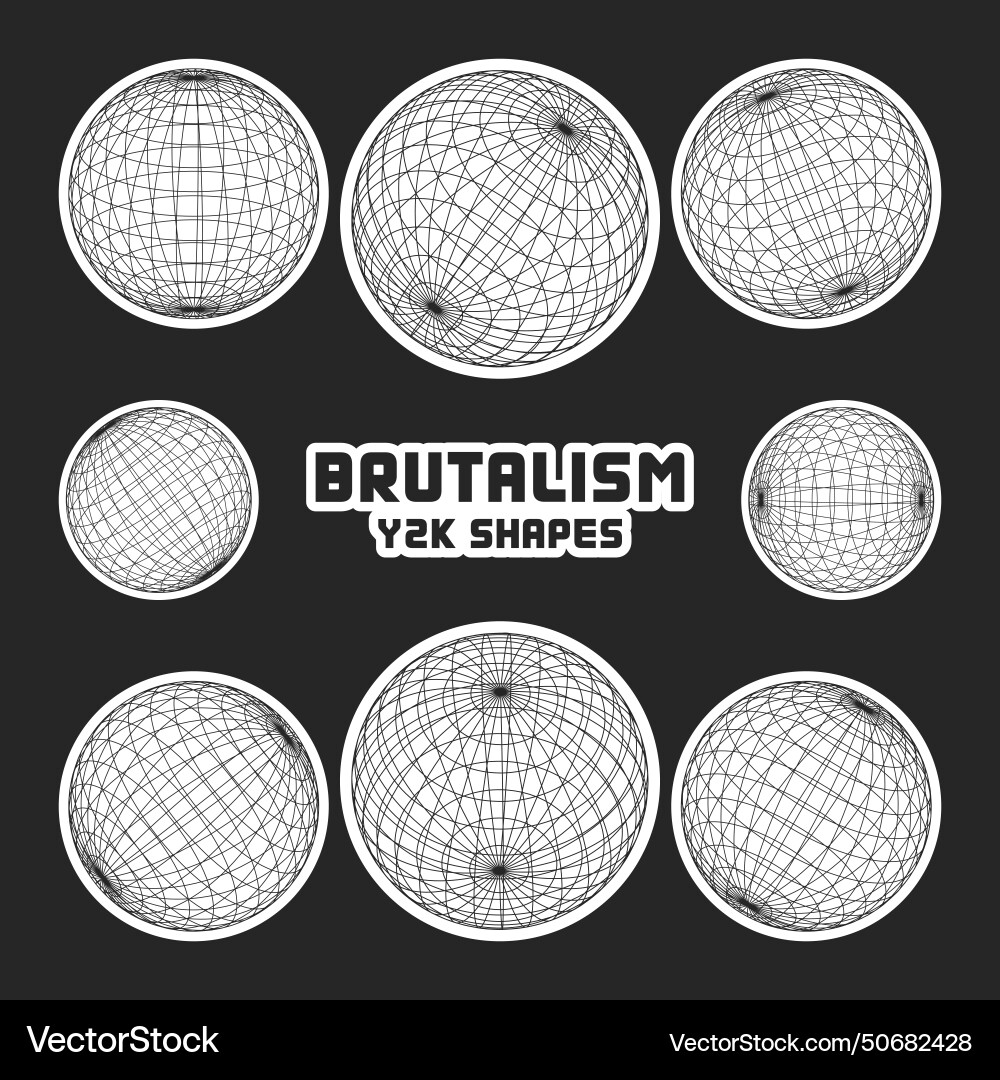Wireframe shapes lined sphere perspective mesh Vector Image