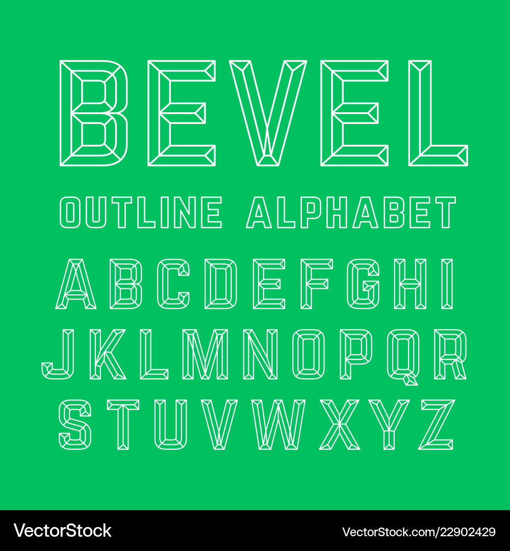Bevel outline alphabet Royalty Free Vector Image