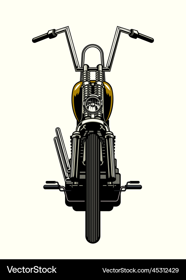Front side view of vintage chopper motorcycle Vector Image