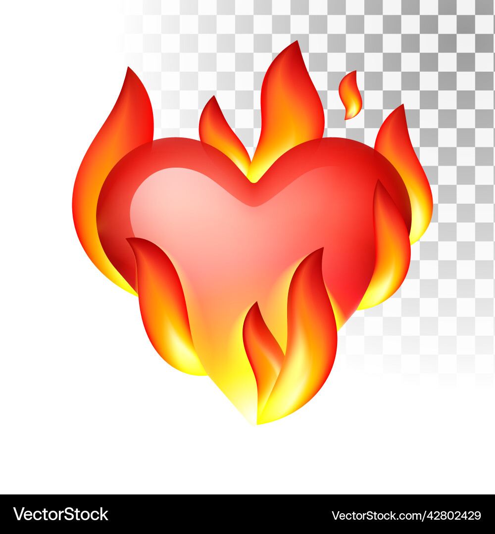 Heart in fire hot emoji red burning Royalty Free Vector