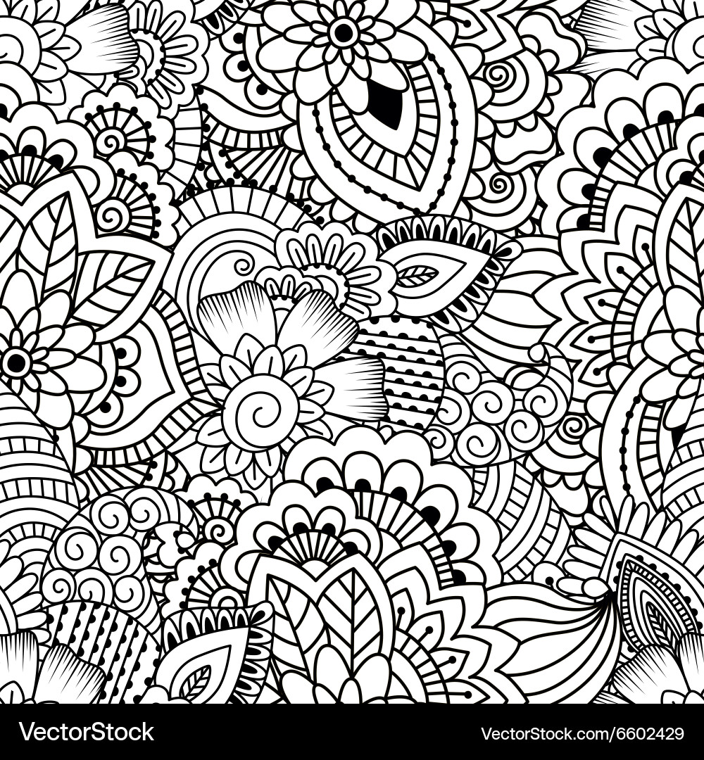 Intricate Black and White Henna Pattern Royalty Free Vector