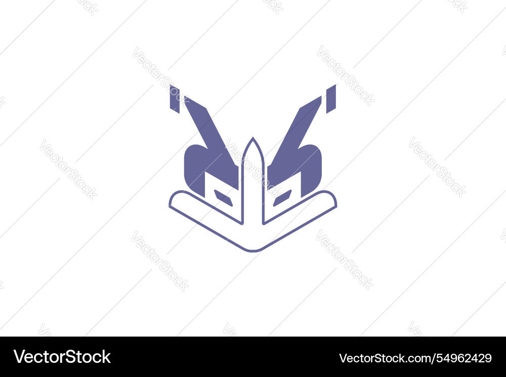 Minimalist blue robot face logo Royalty Free Vector Image