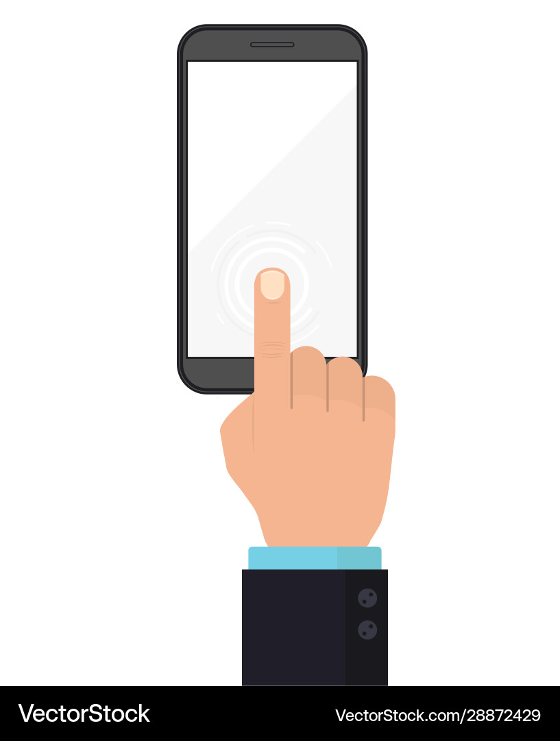 Mobile phone display with hand finger touch Vector Image