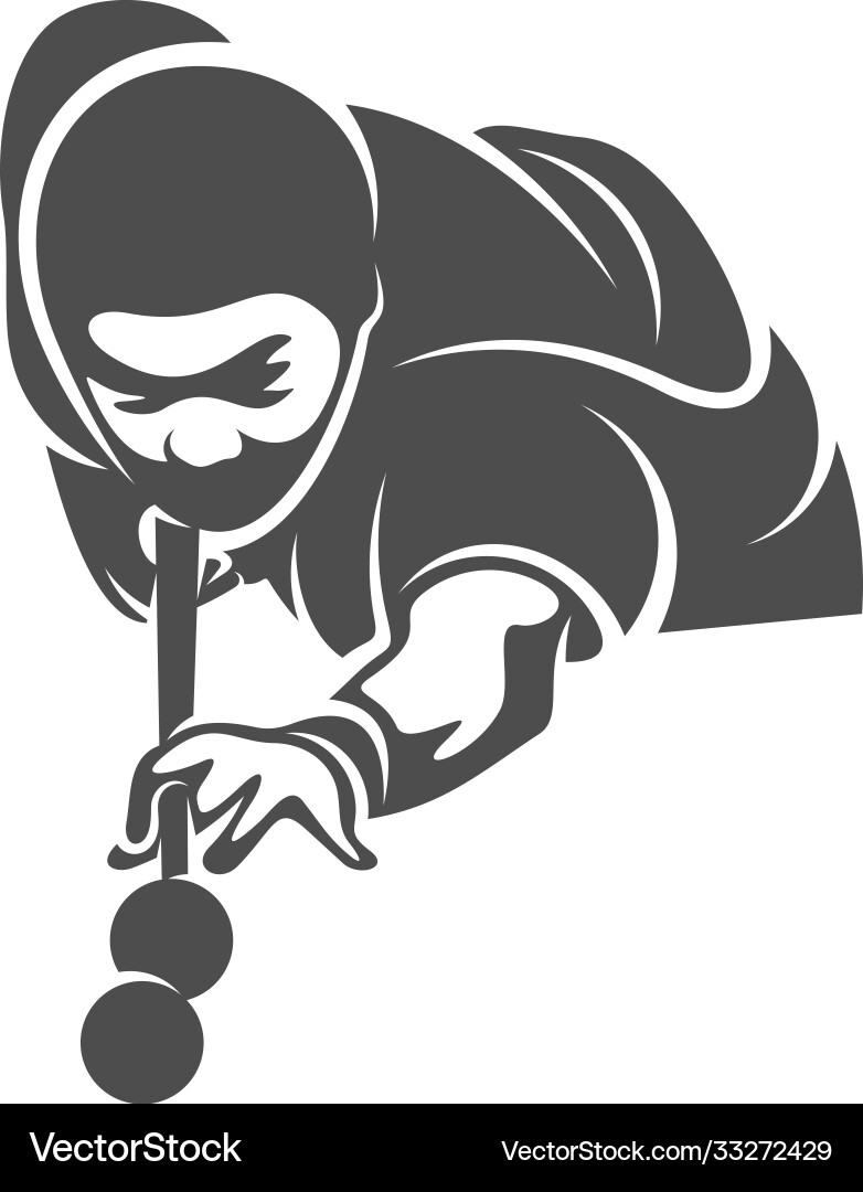Player billiards logo design silhouette Royalty Free Vector