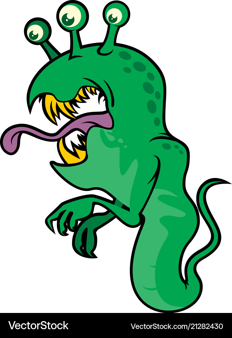 Cartoon green monster Royalty Free Vector Image