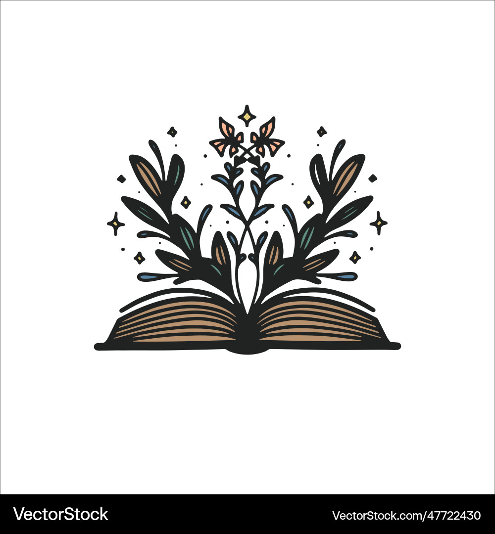 Fantasy book logo element Royalty Free Vector Image