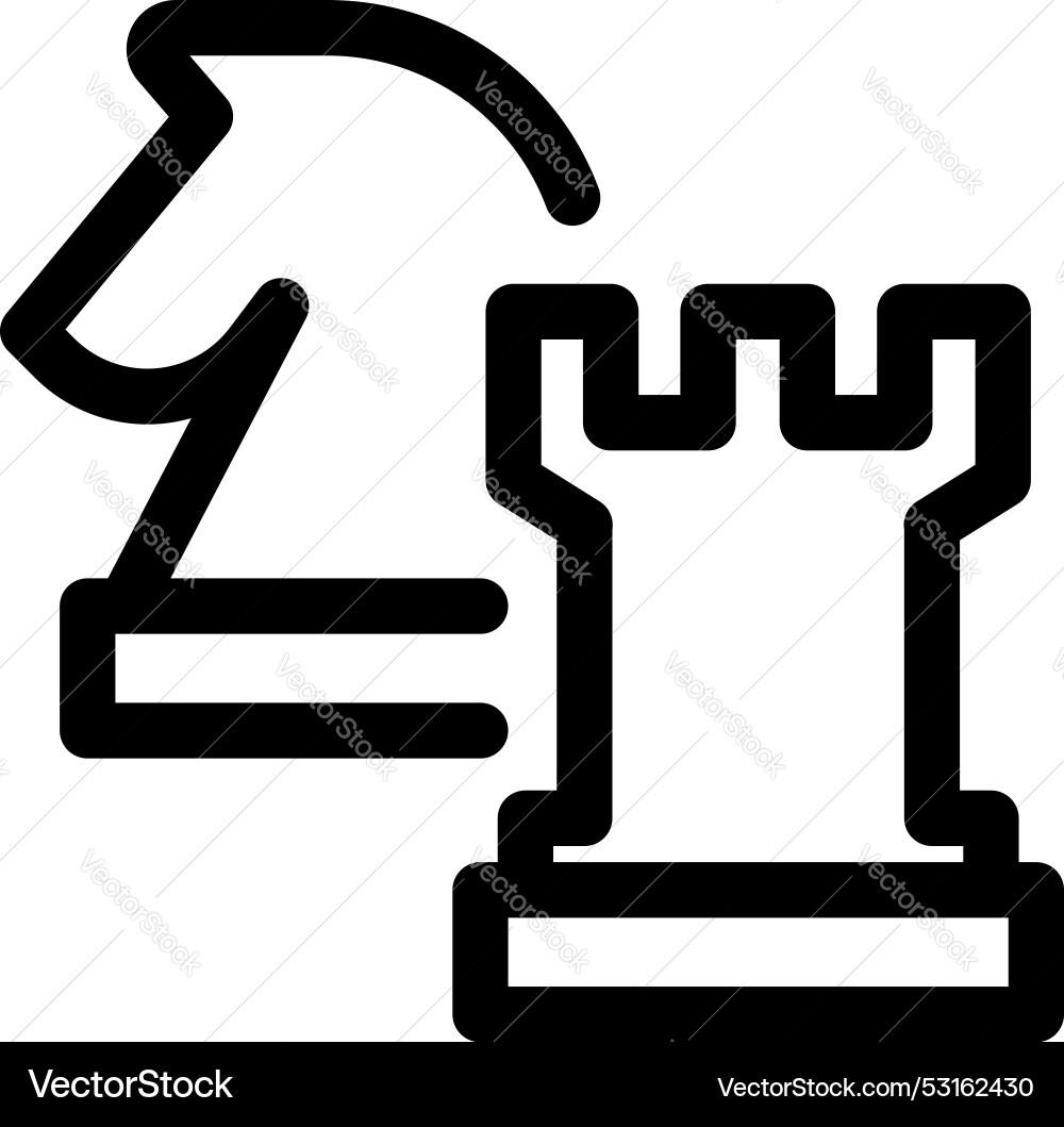 Icon rook and knight chess piece strategy game Vector Image