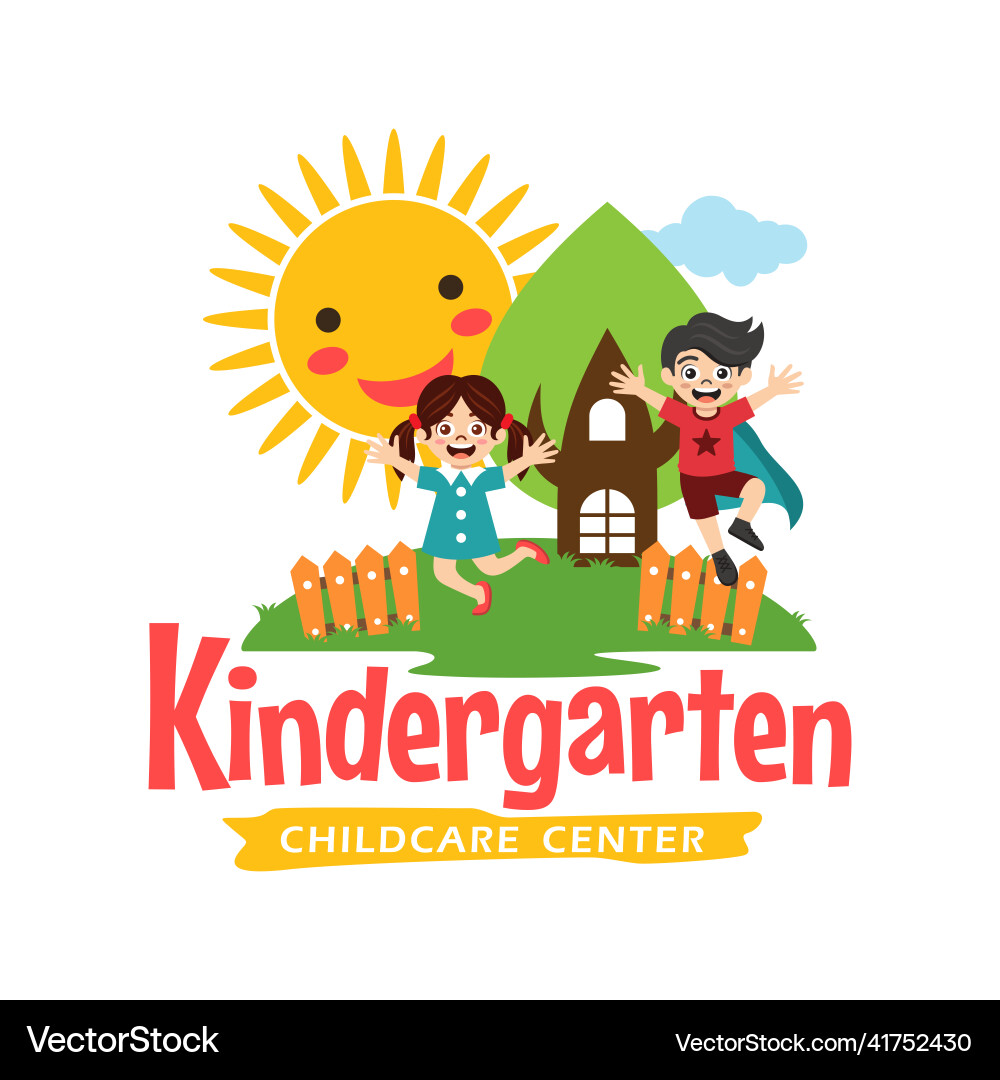 Kindergarten logo icon design template Royalty Free Vector