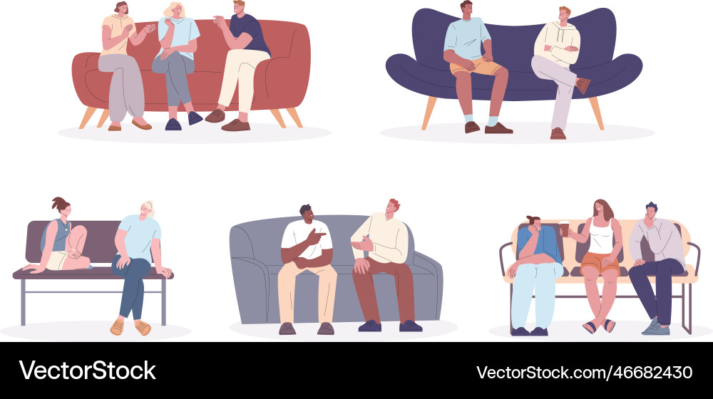 People sitting and talk youth gathering Royalty Free Vector