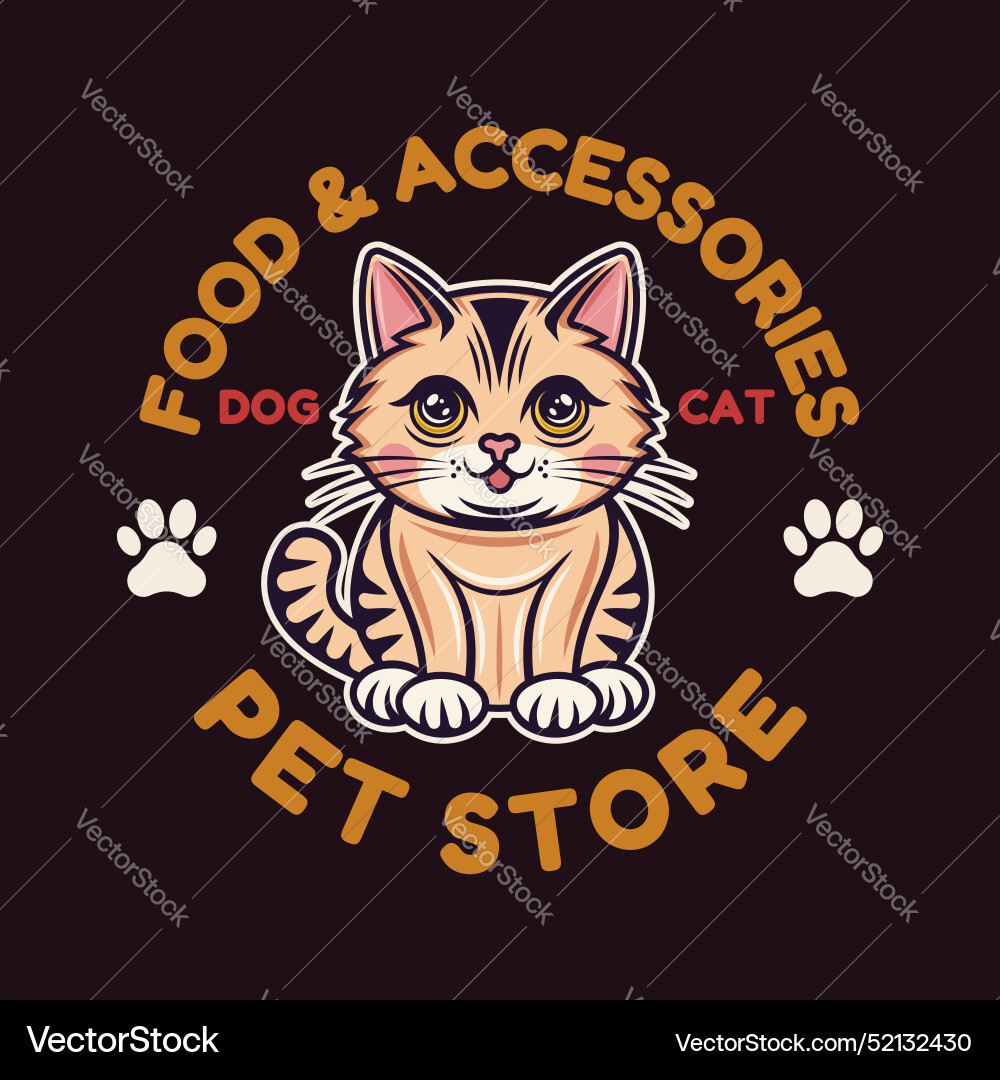 Pet store emblem concept with cute cartoon Vector Image