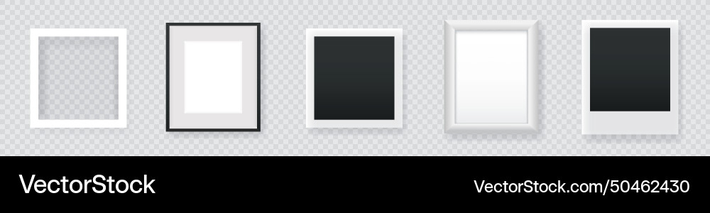 Photo frames set realistic frame mockup Royalty Free Vector