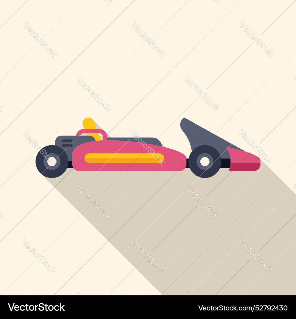 Racing go kart with long shadow on white Vector Image