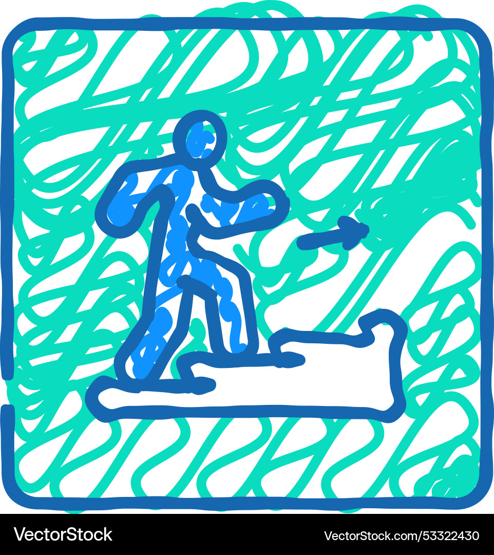Stairway up evacuation emergency icon doodle Vector Image