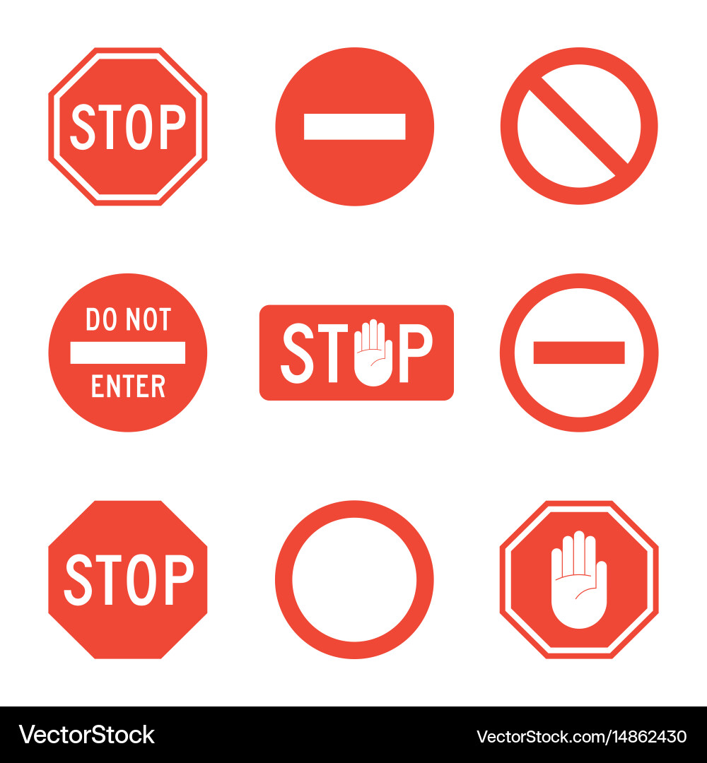 Stop signs set Royalty Free Vector Image - VectorStock