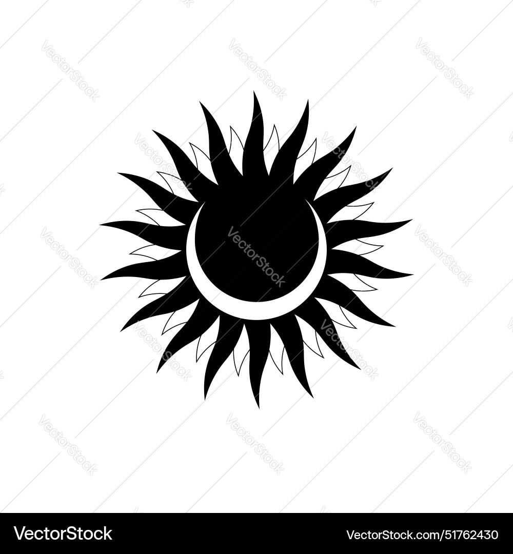 Stylized black sun on a white background Vector Image