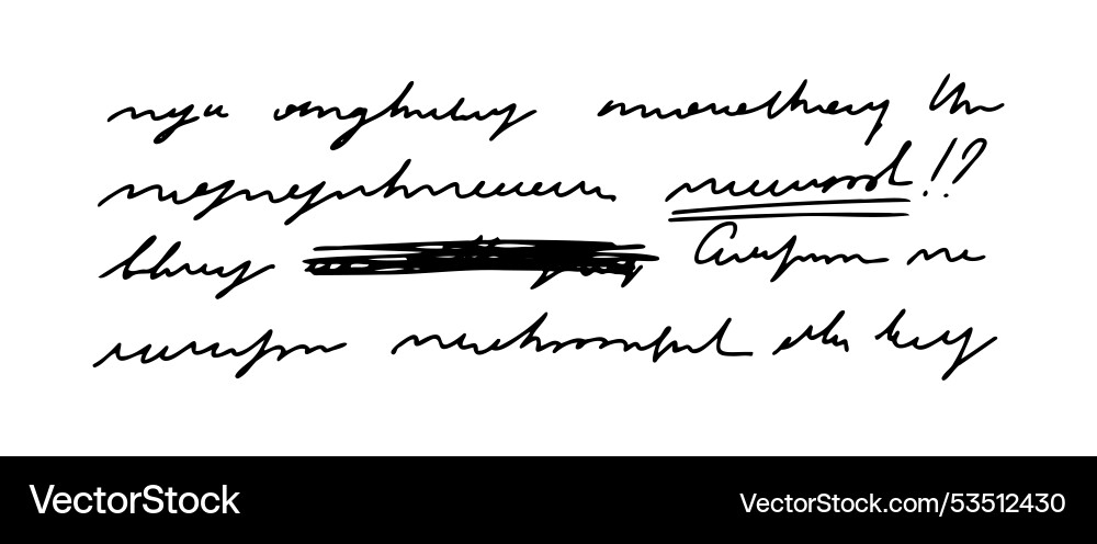 Unreadable handwritten text sweeping handwriting Vector Image