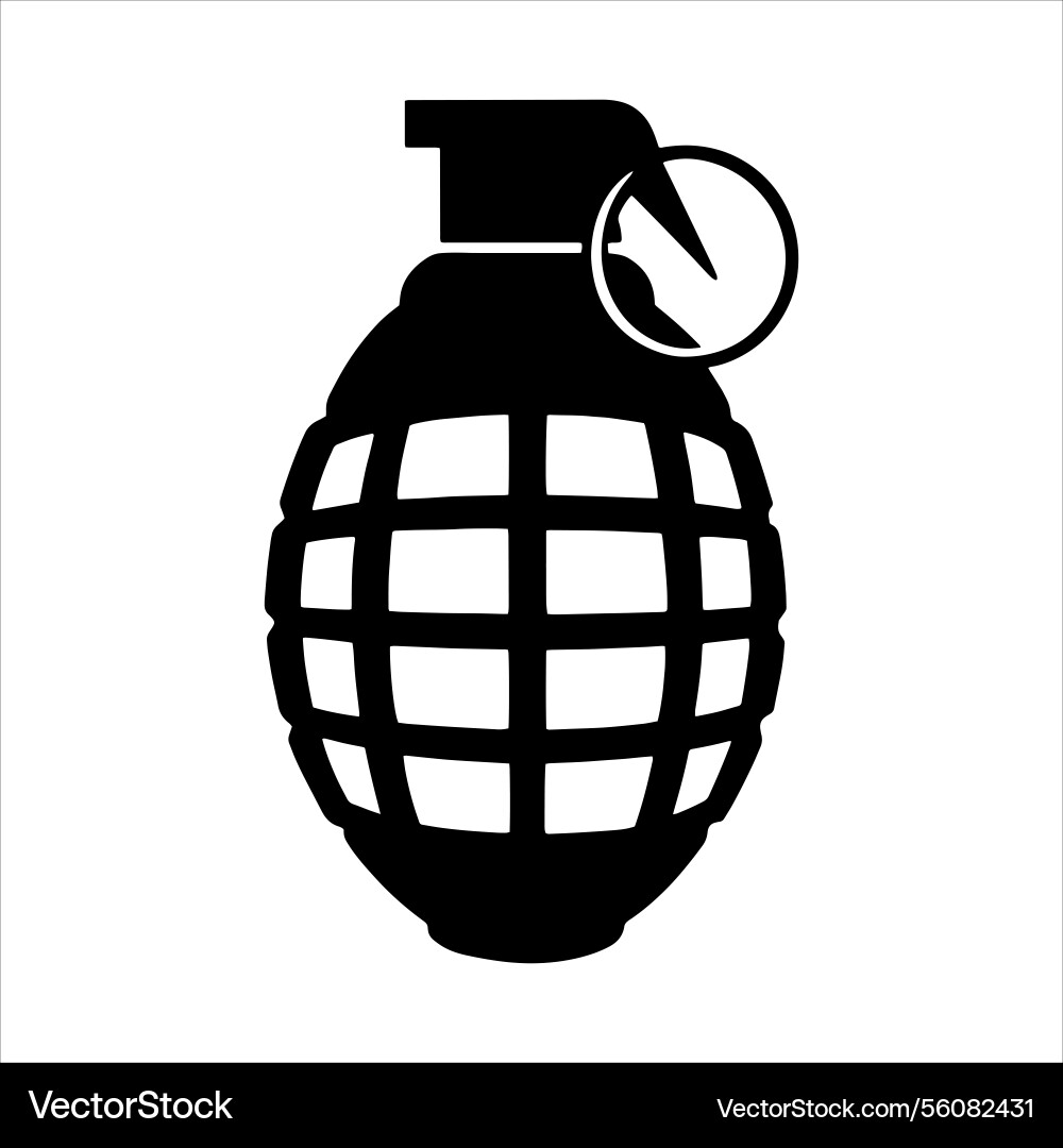 Black hand grenade silhouette on a white Vector Image