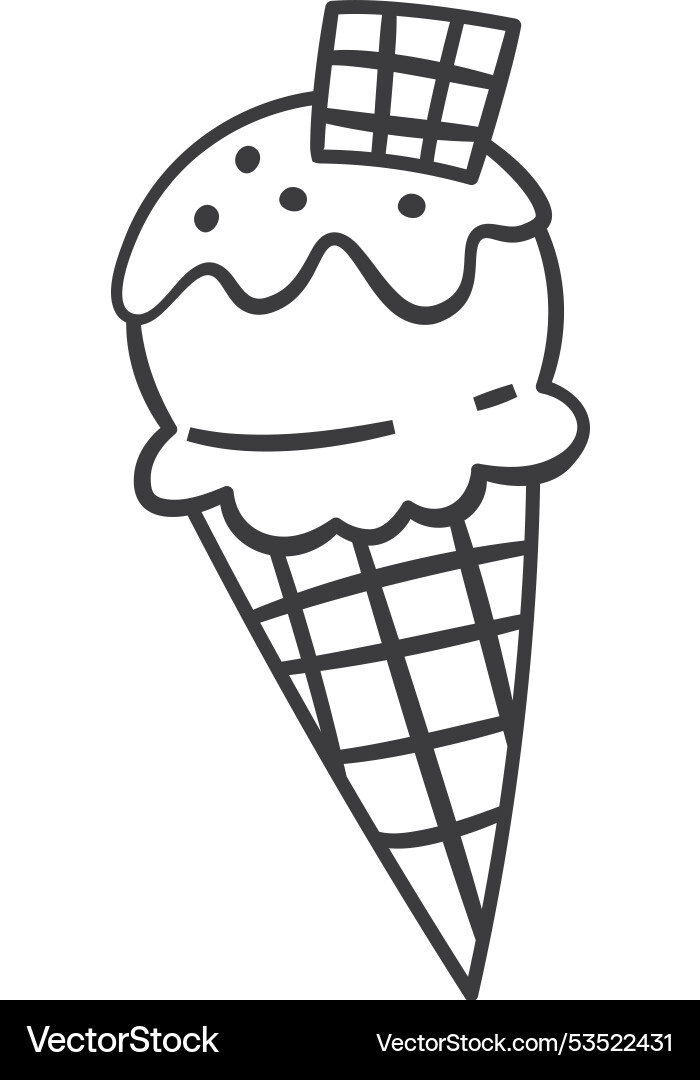 Doodle ice cream cone Royalty Free Vector Image
