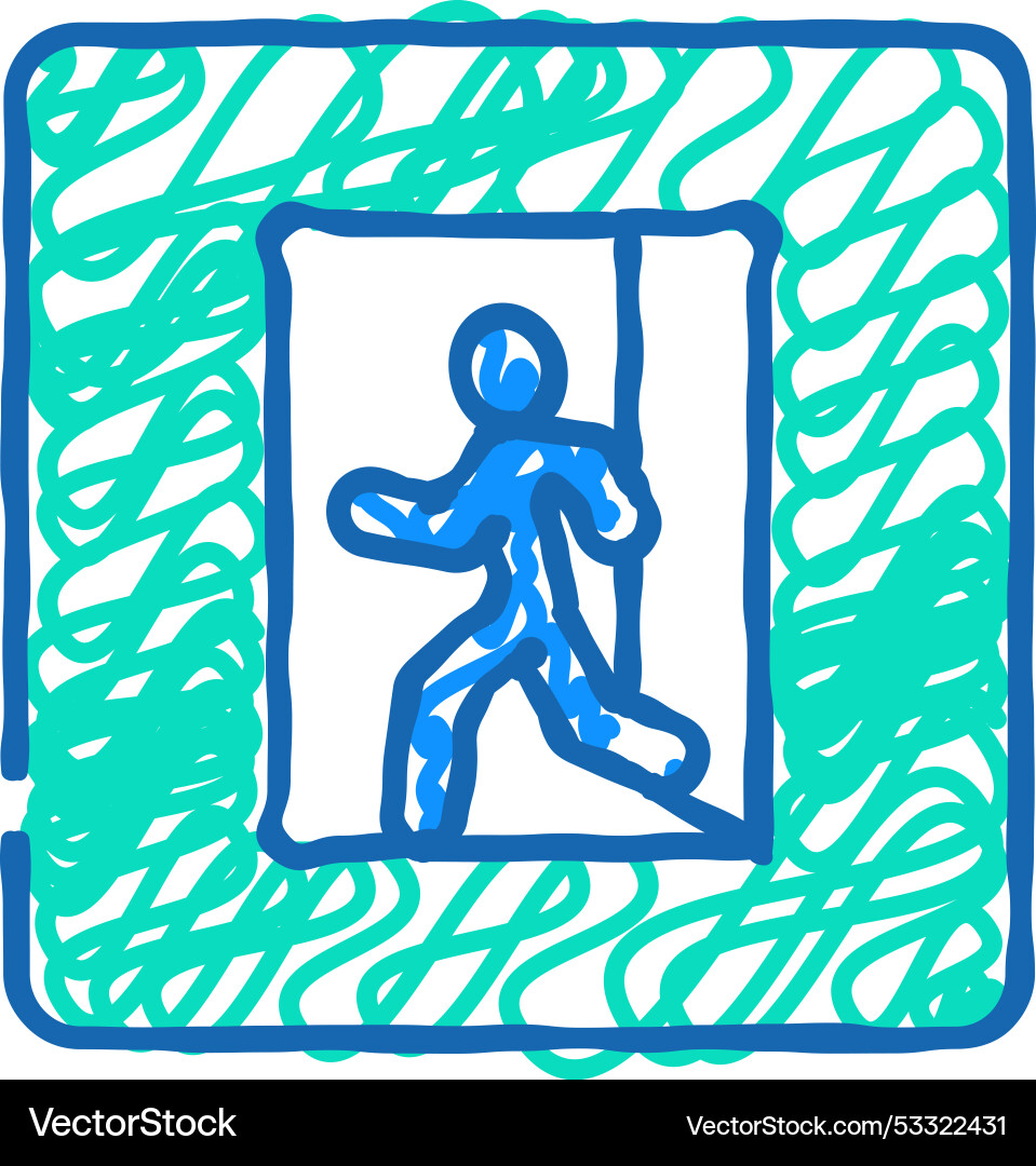 Emergency exit safety icon doodle Royalty Free Vector Image