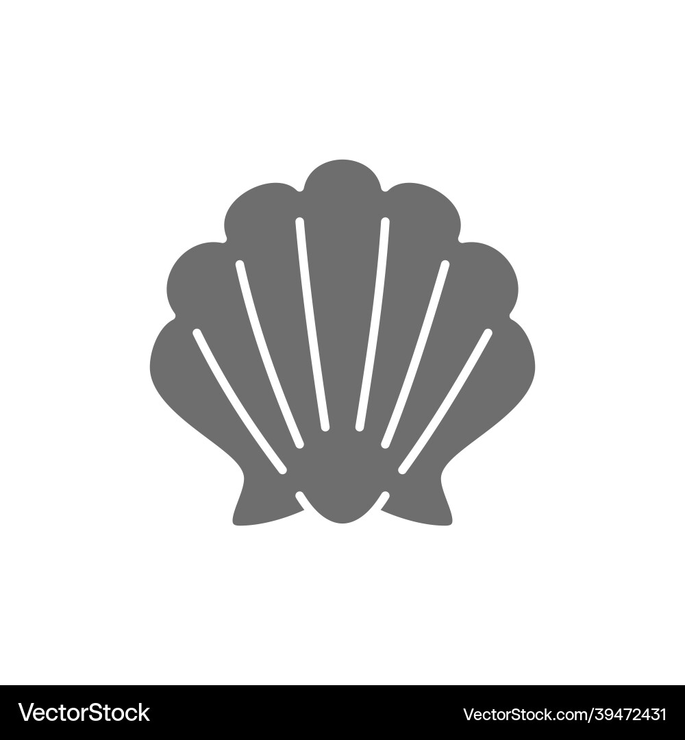 Grey Seashell Icon - Isolated Royalty Free Vector Image