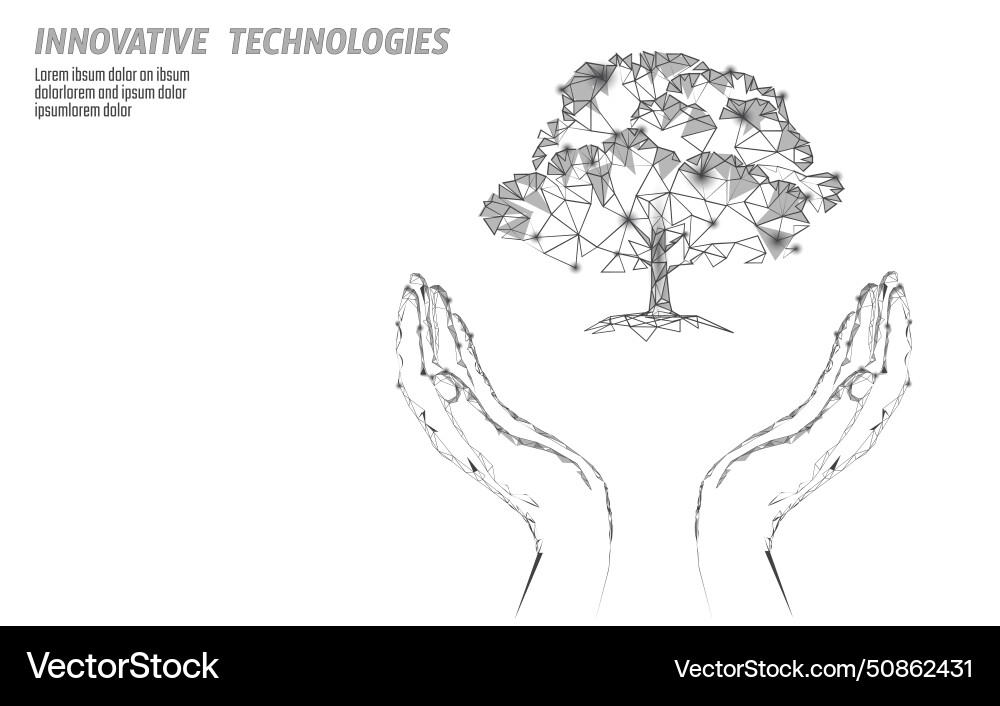 Hands holding plant tree ecological abstract Vector Image