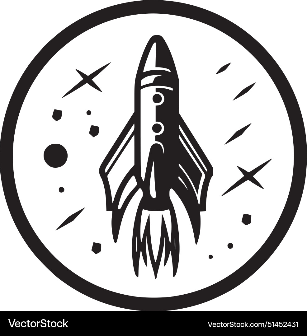 Rocket - black and white isolated icon Royalty Free Vector