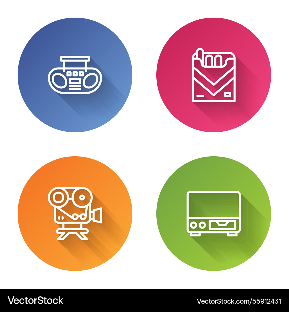 Set line home stereo with two speakers cigarettes Vector Image