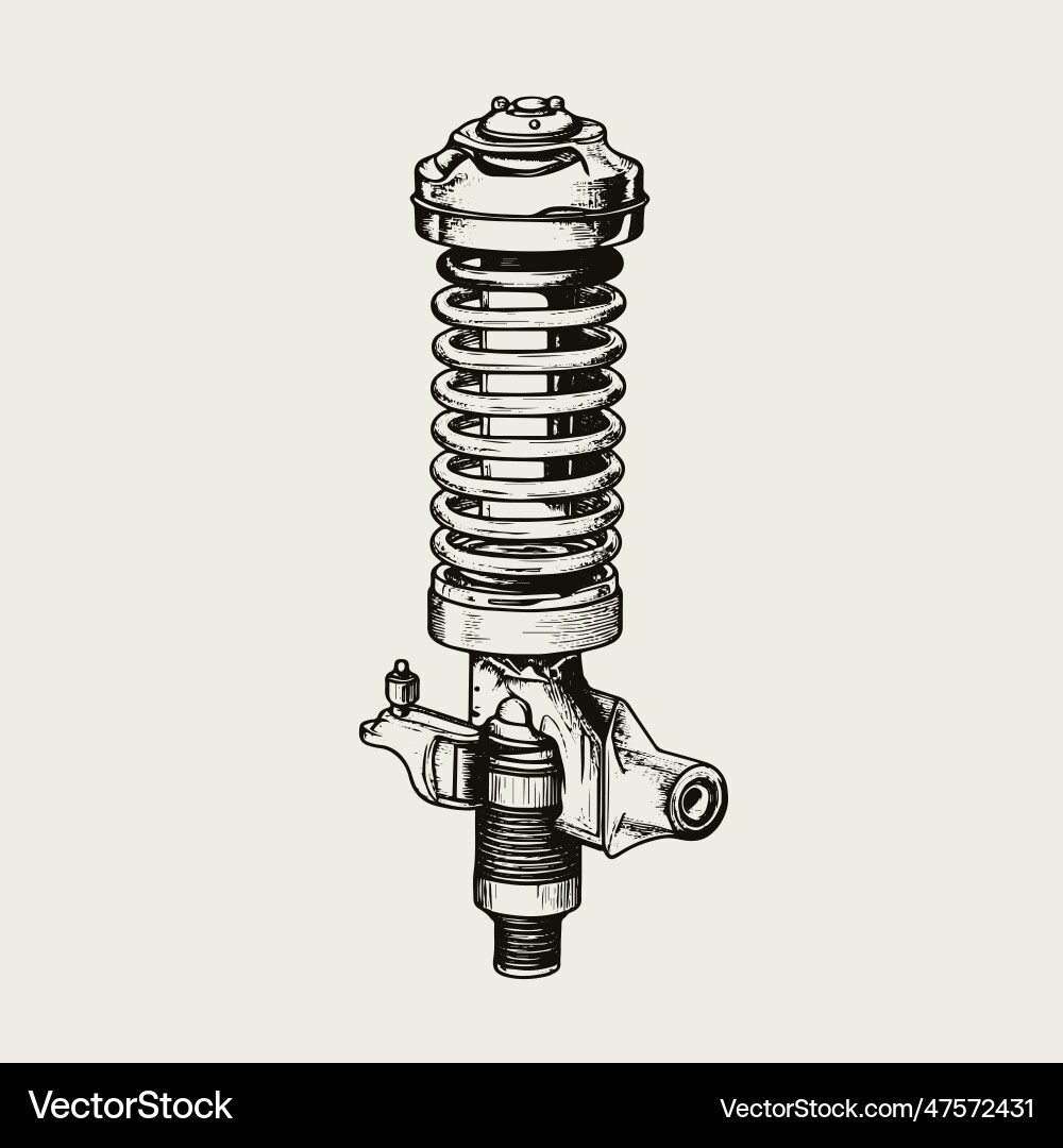 Shock absorber drawing isolated hand drawn Vector Image