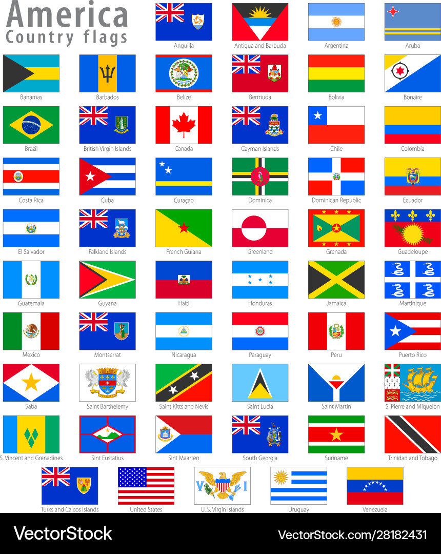 South & North American Flags Royalty Free Vector Image