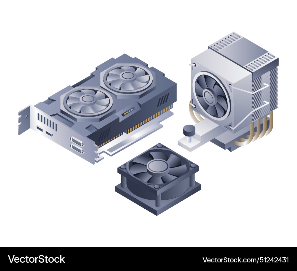 Vga with gaming processor infographic 3d flat Vector Image