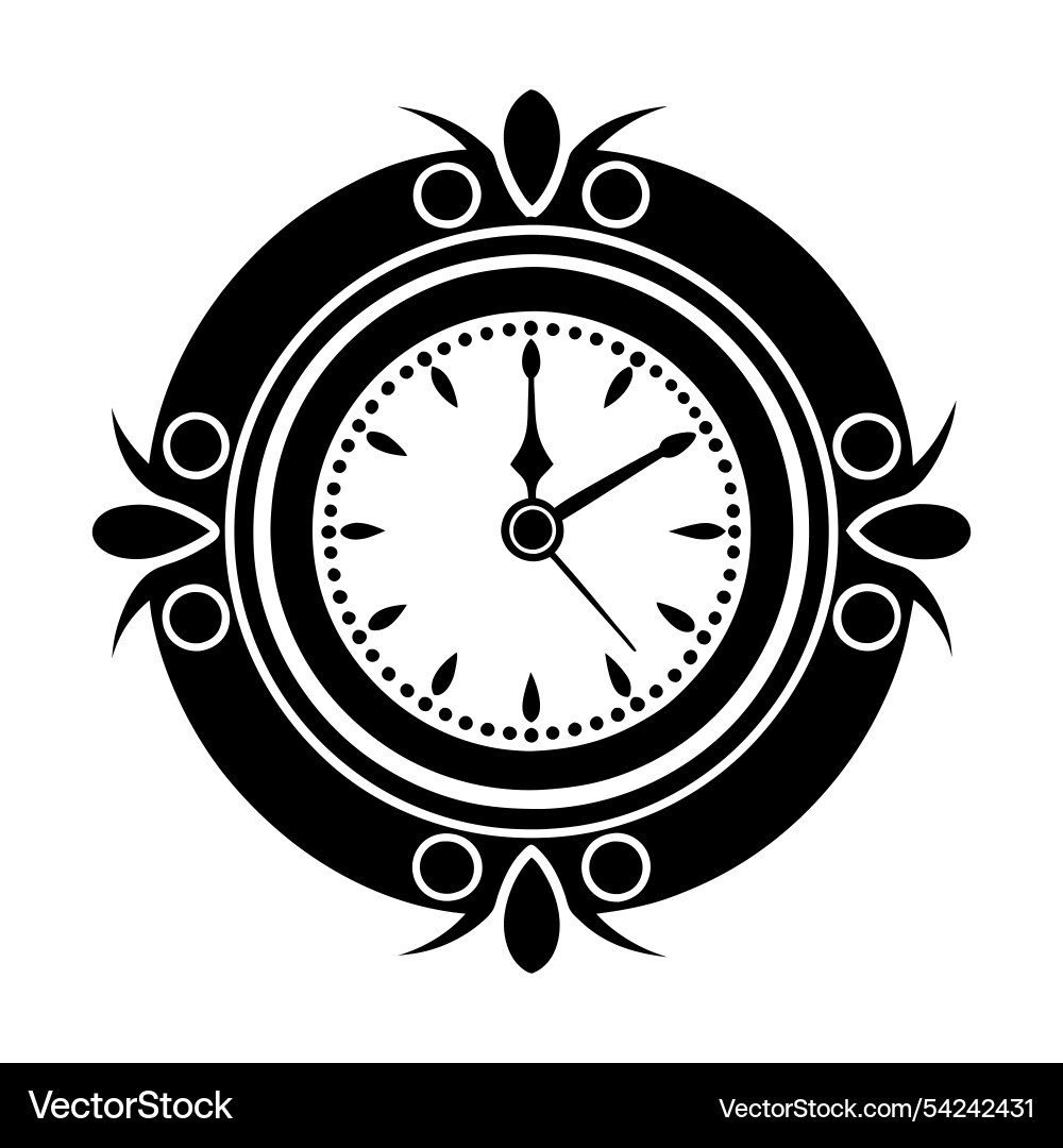 Wall clock on a line art Royalty Free Vector Image