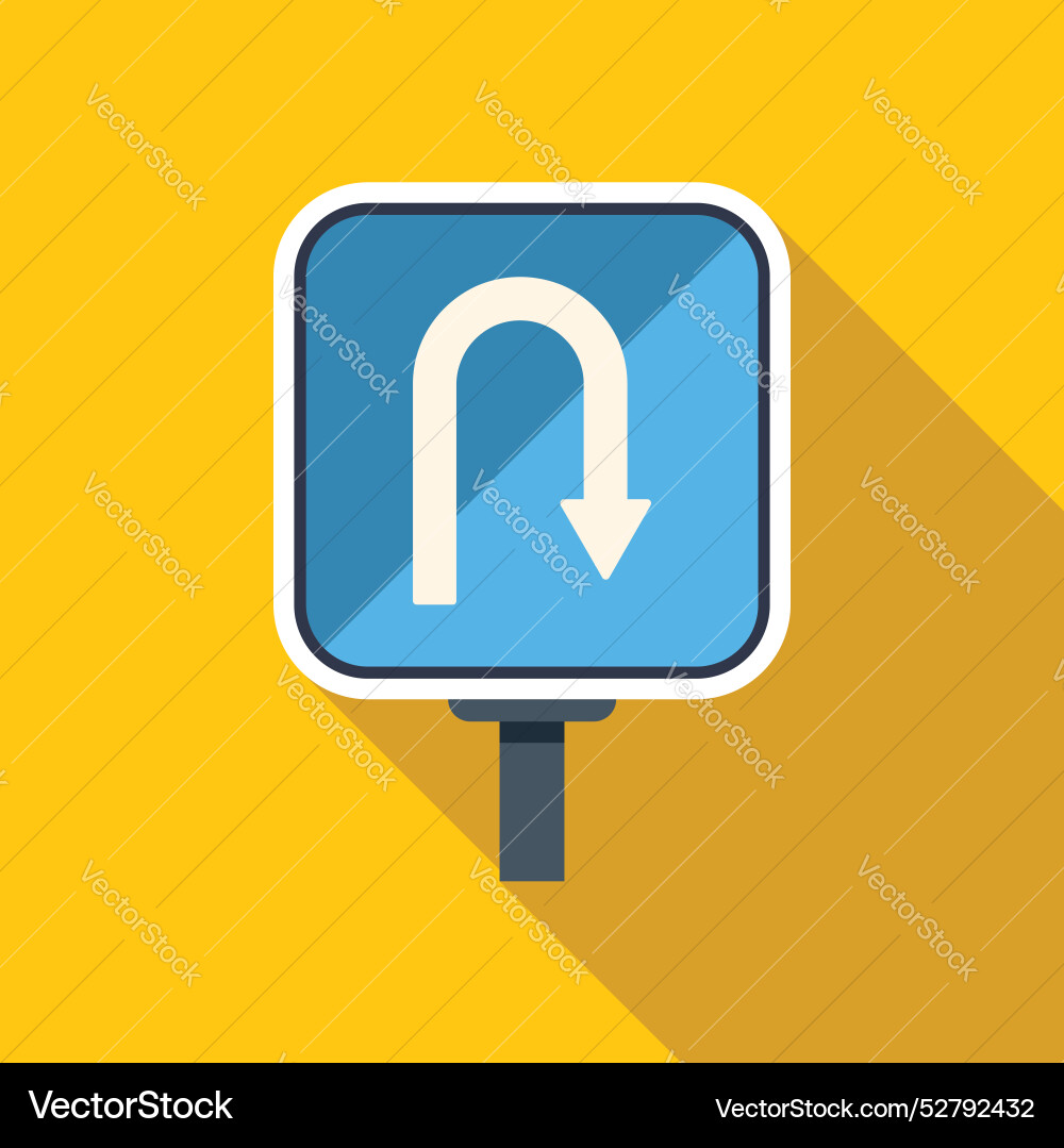 Blue square u turn sign showing wrong way Vector Image