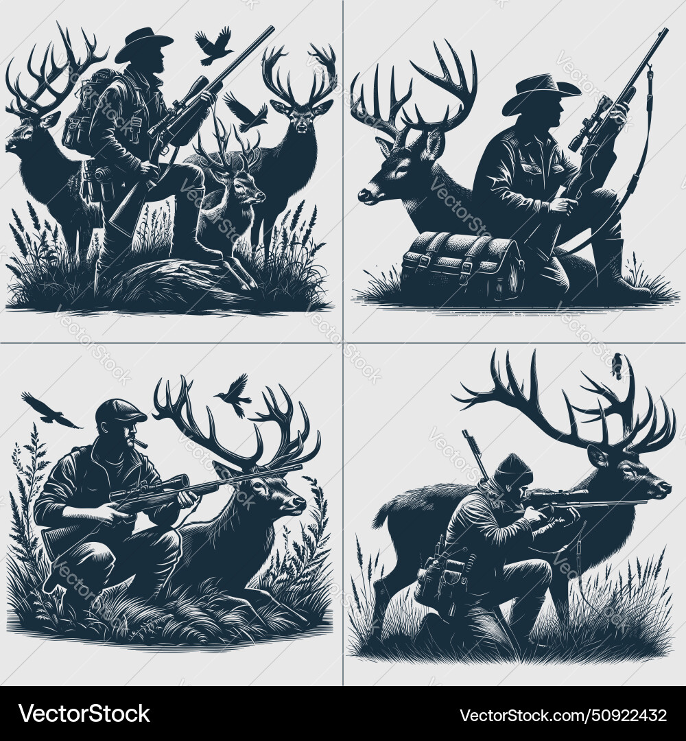 Dad Hunting Silhouette Royalty Free Vector Image