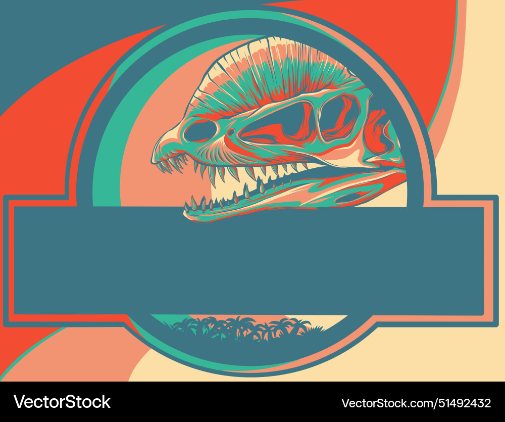 Dinosaur skeleton on logo Royalty Free Vector Image