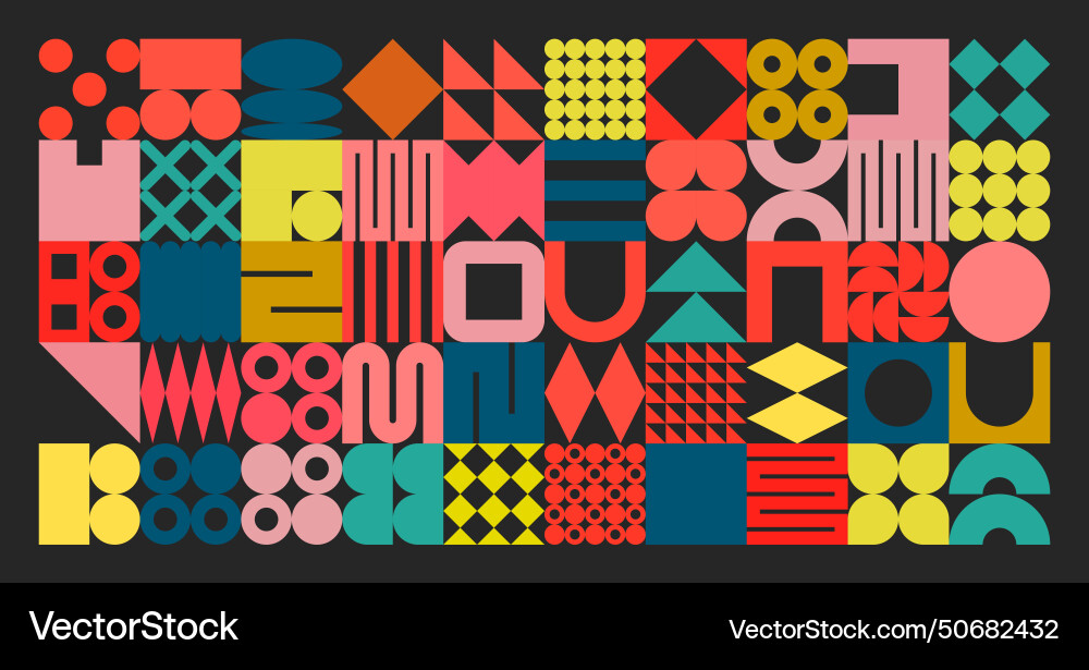 Geometric texture with simple shapes symbols Vector Image
