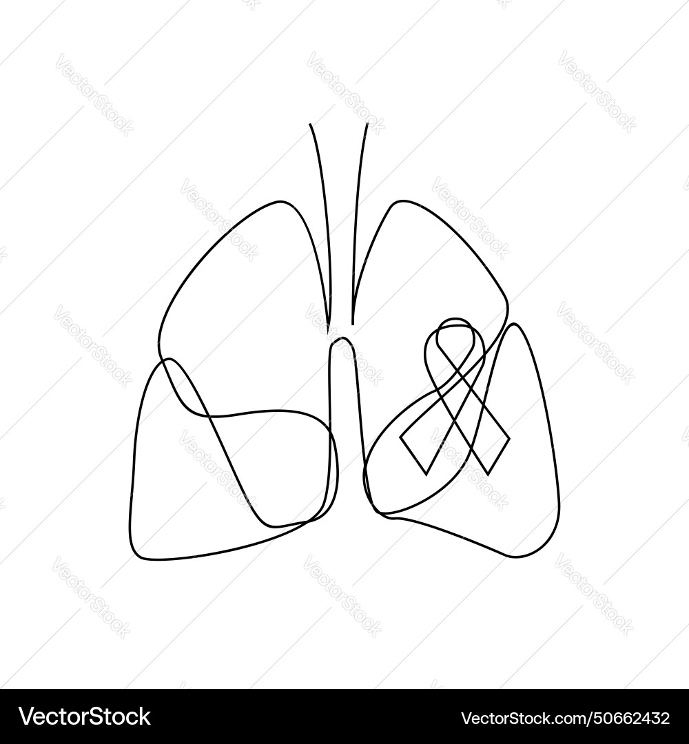 Lung single line drawing Royalty Free Vector Image