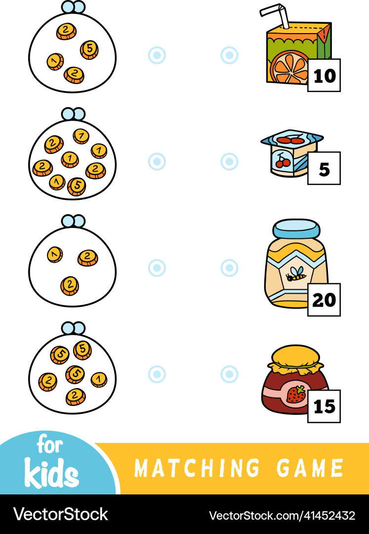 Matching game for children count how many money Vector Image