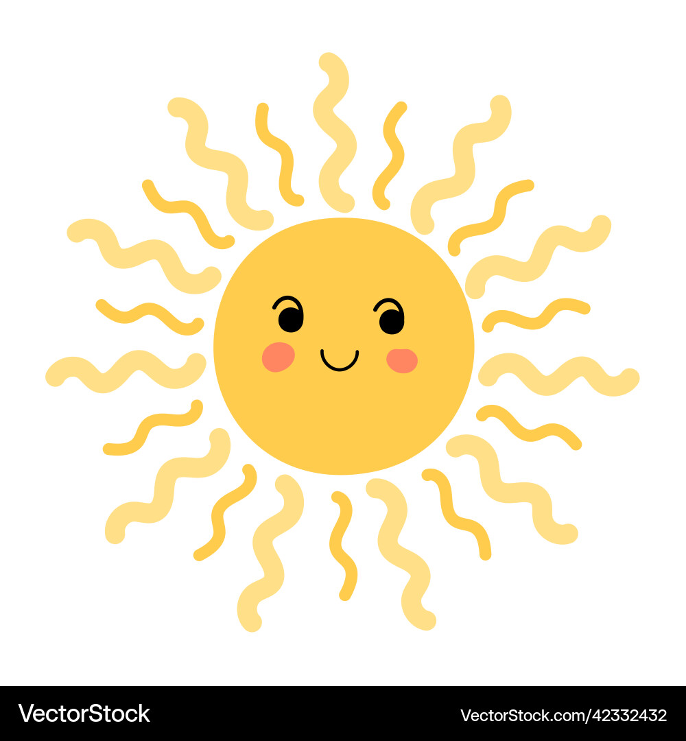 Shining sun smiling smiley face Royalty Free Vector Image