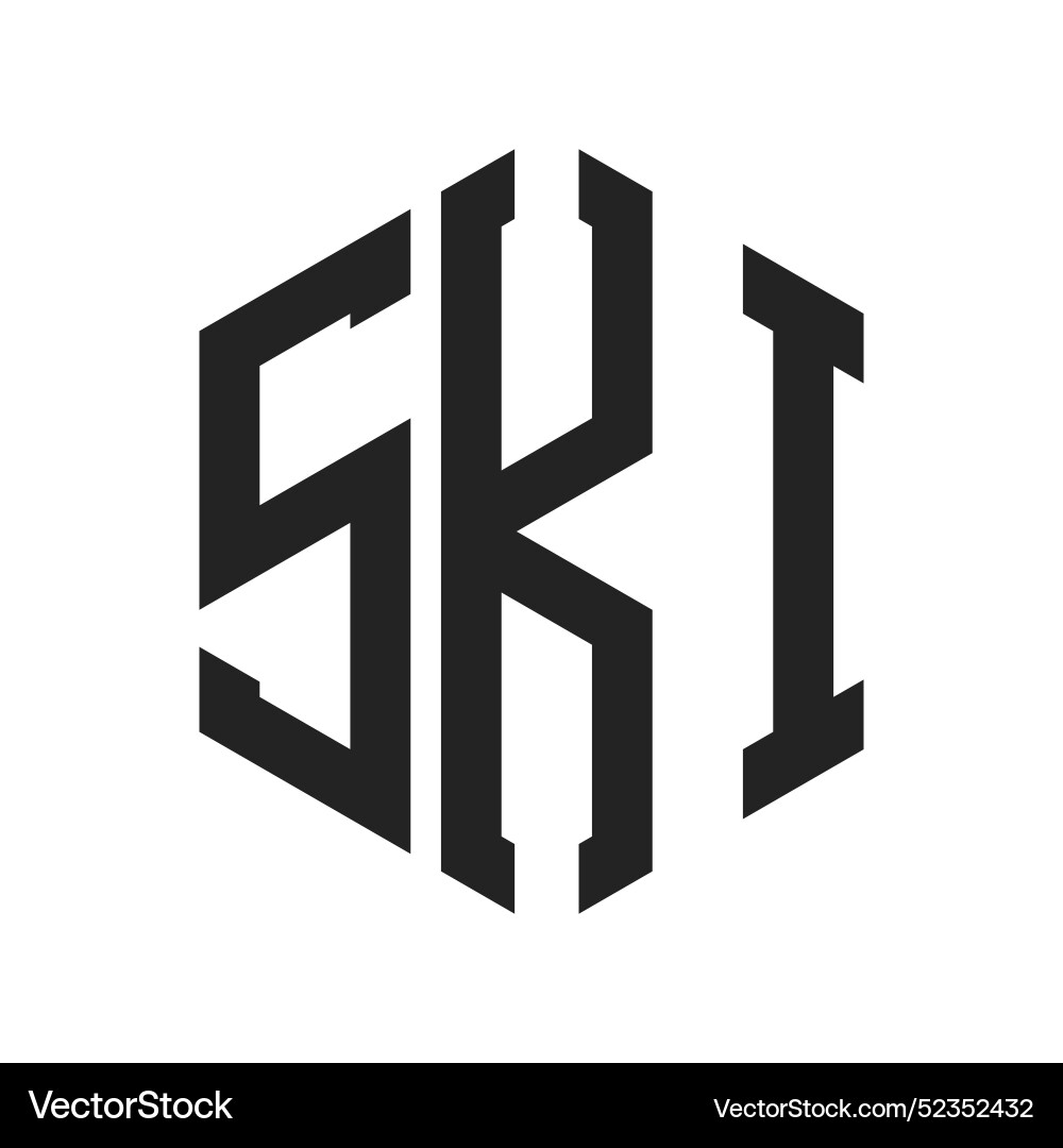 Ski logo design initial letter monogram Royalty Free Vector