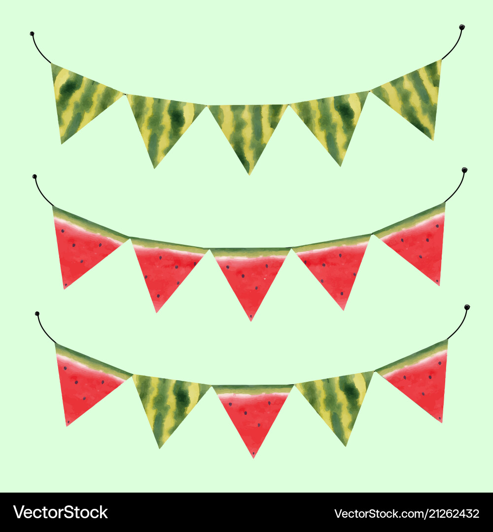 Watercolor watermelon flags Royalty Free Vector Image