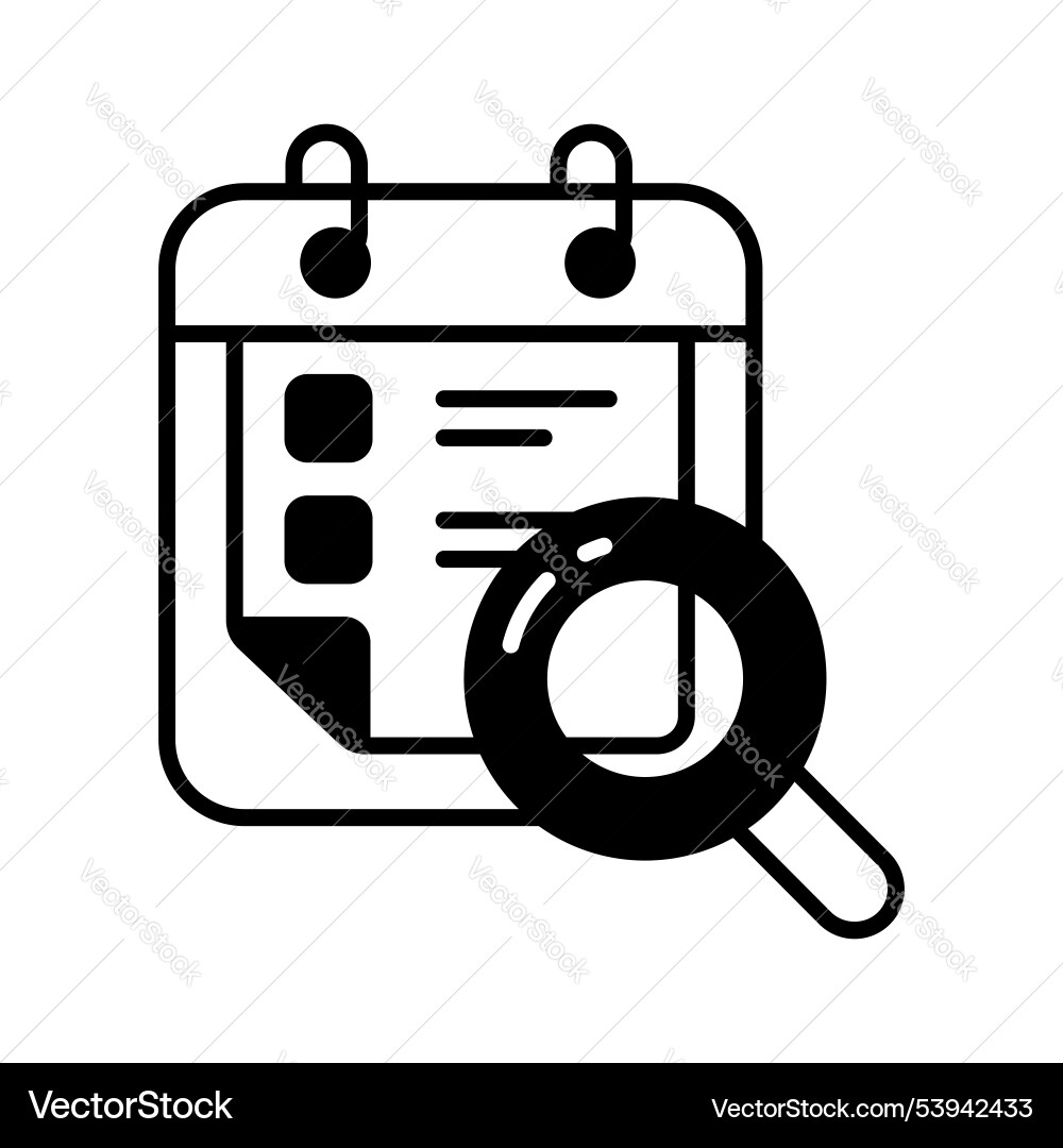 Calendar with magnifying glass concept Royalty Free Vector