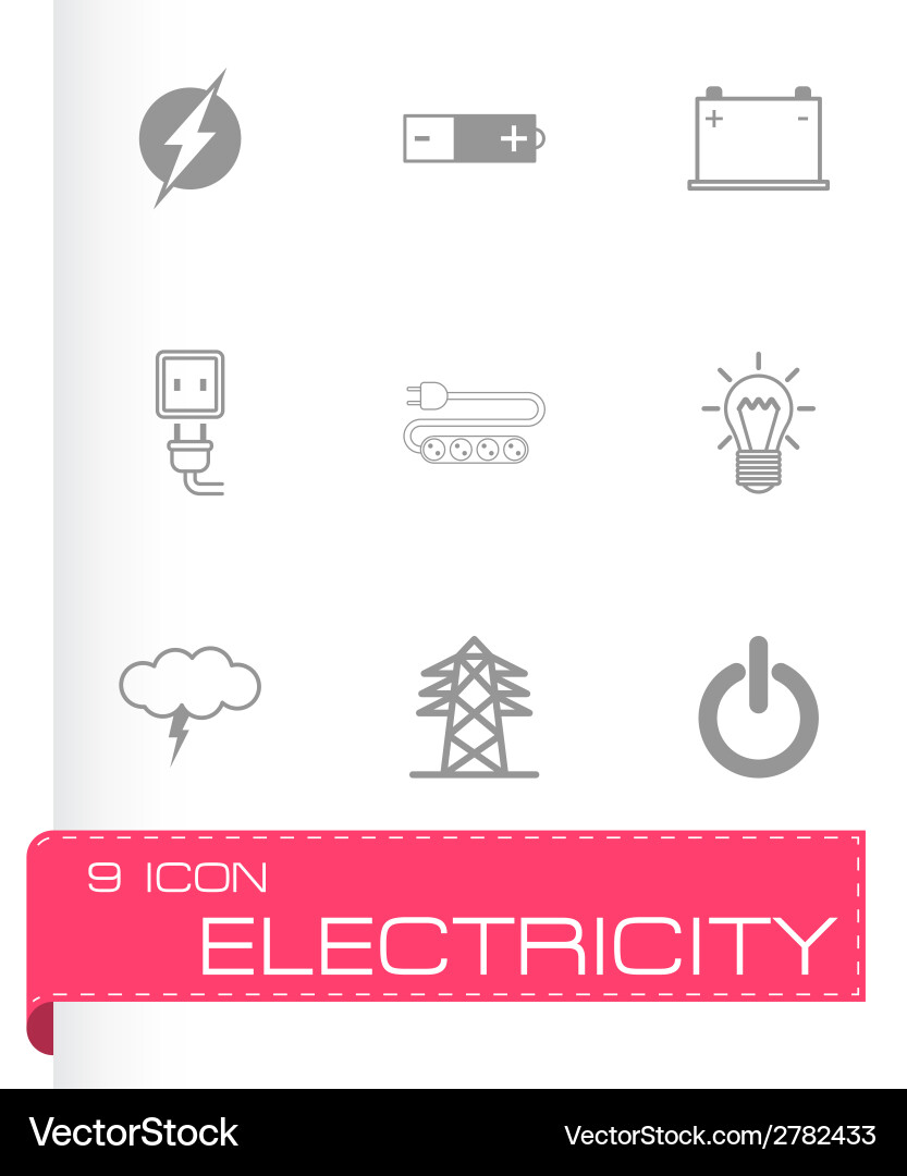 Electricity Icon Set Royalty Free Vector Image