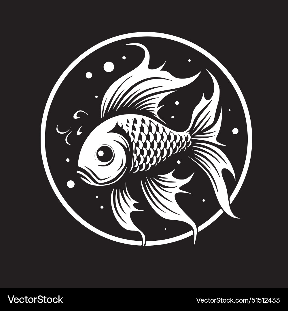 Goldfish - black and white isolated icon Vector Image