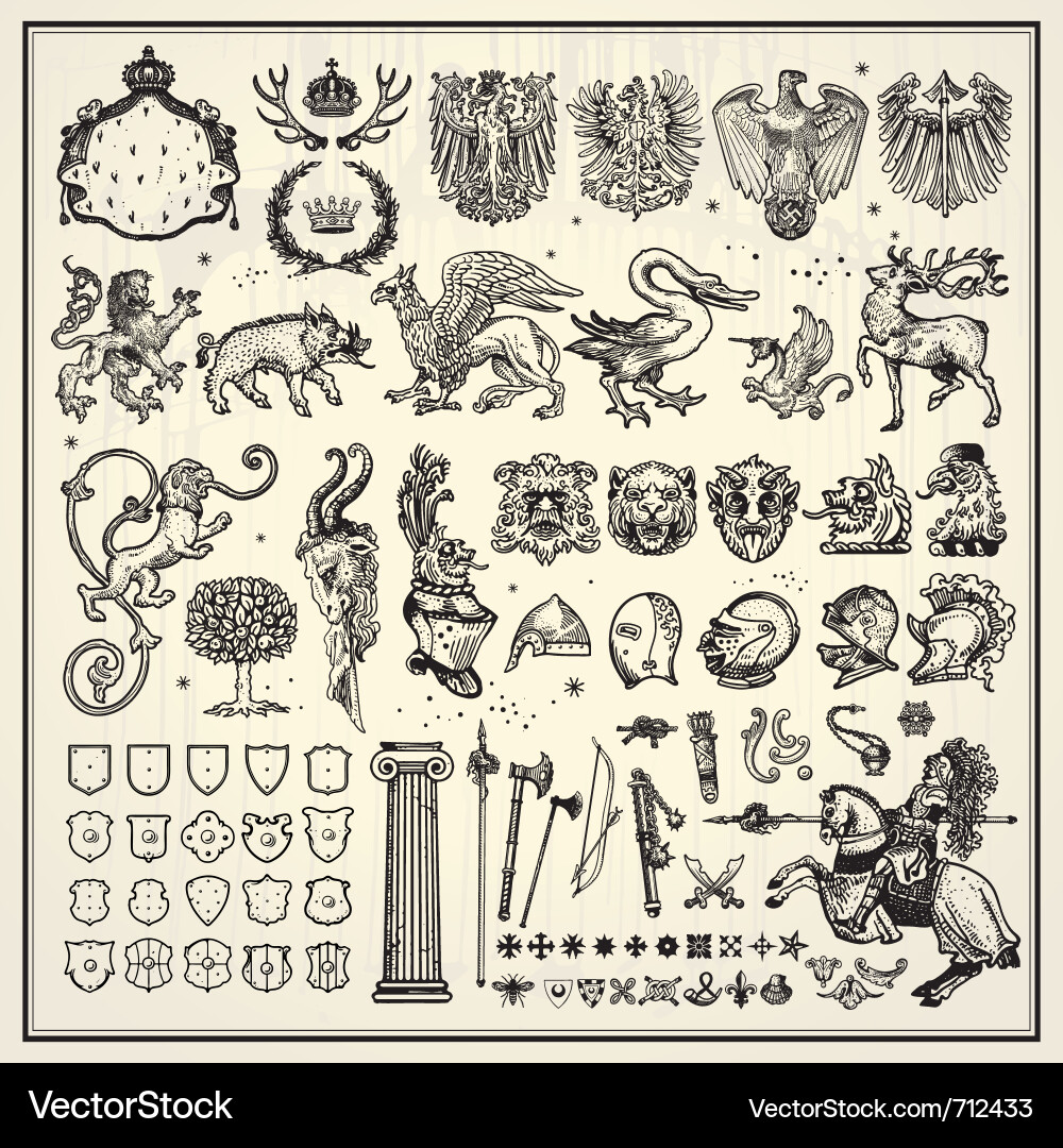 Heraldic elements collection Royalty Free Vector Image