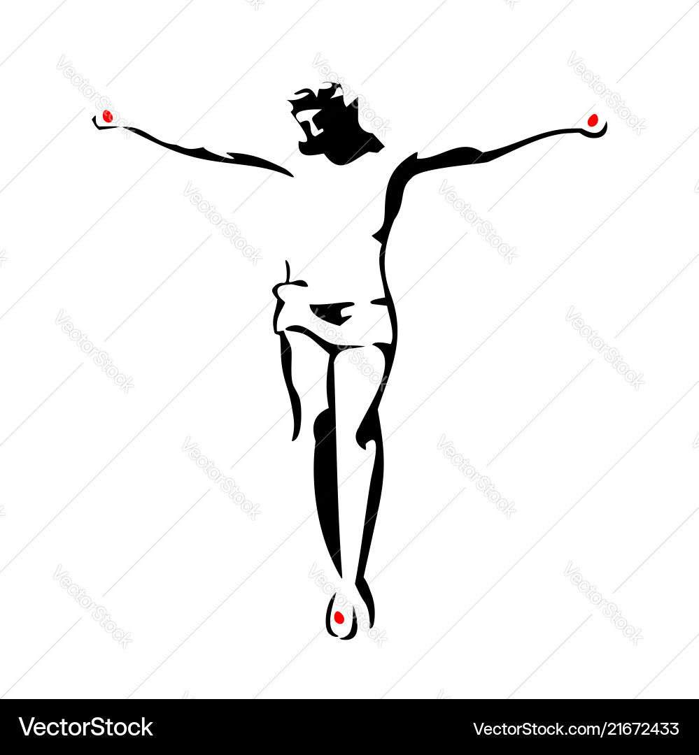 Jesus christ crucified black Royalty Free Vector Image