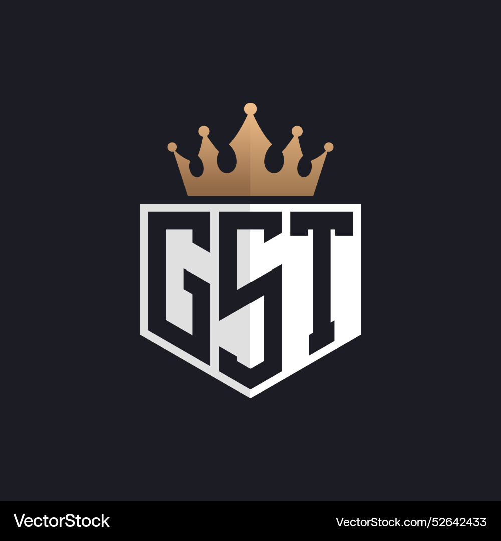 Luxury gst logo with crown elegant initials Vector Image